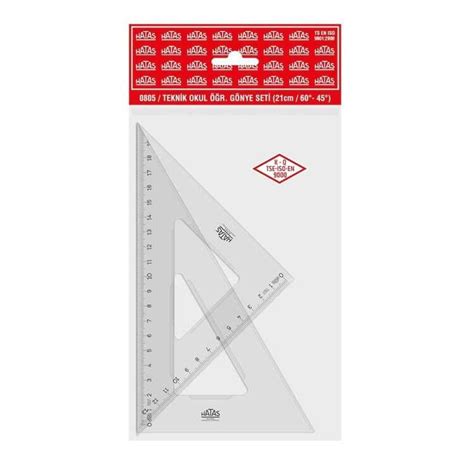 Hatas Teknik Okul Öğrenci Gönye Seti 21 cm 30 60 90 ve 45 45 90 Cetvel