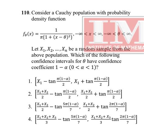 Parameter Estimation Of Cauchy Distribution Could Someone Help Me How To Proceed Raskmath