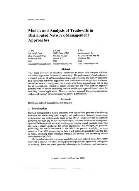 Pdf Models And Analysis Of Trade Offs In Distributed Network