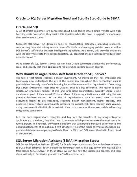 Ppt Oracle To Sql Server Migration Need And Step By Step Guide To Ssma Powerpoint Presentation