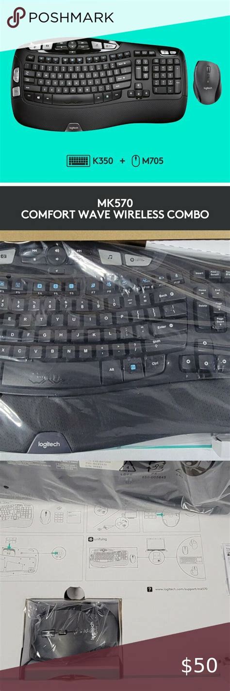 Logitech MK Ergonomic WL Comfort Wave Keyboard Mouse Black Logitech Wireless Wave Waves
