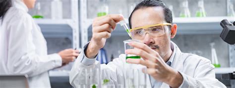 과학 실험실에서 유기농 자연 허브 식물과 의학 화학 연구 유리 제품에 화장품 추출물 액체 화학 오일 미용 의료 케어 혈청 제품