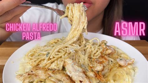 Creamy Chicken Alfredo Pasta Asmr Mukbang Youtube