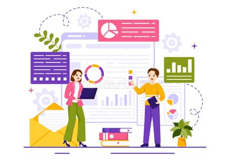 Market Research And Analysis Vector Illustration With Team Management