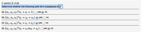 Solved Determine Whether The Following Sets Form Subspaces