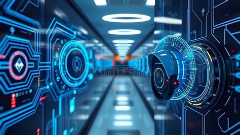 Futuristic Security System Network Surveillance Technology Stock Illustration Illustration Of