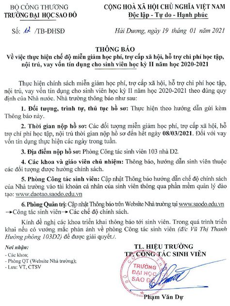 Thông báo V v thực hiện chế độ miễn giảm học phí trợ cấp xã hội hỗ