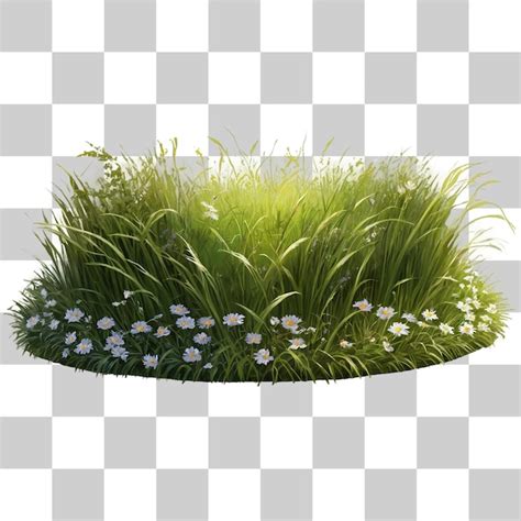 A Realistic Grass Patch With Tall Grasses And Small Flowers In The Middle Premium Ai Generated Psd