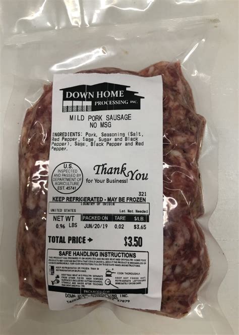 Pork Cut Sheet Down Home Processing