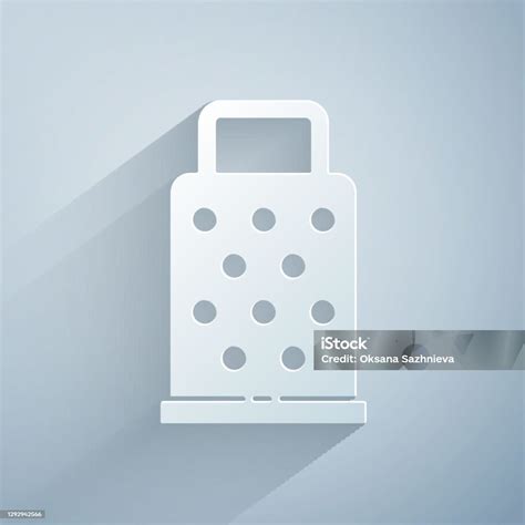 회색 배경에 격리 된 그강 아이콘을 잘라 종이 부엌 기호 조리 기구 칼 붙이 기호 종이 아트 스타일 벡터 3차원 형태에 대한 스톡 벡터 아트 및 기타 이미지 Istock