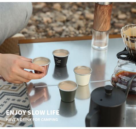 户外露营不锈钢咖啡杯小酒杯野营水杯茶饮杯 便携350ml宽口可叠层 阿里巴巴