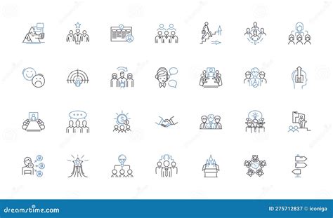 Collaborative Teamwork Line Icons Collection Synergy Cooperation Partnership Unity