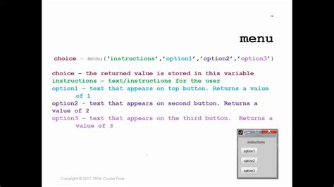 Matlab Menu Function With If Elseif And Switch Case Youtube