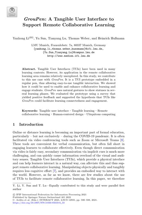 Pdf Groupen A Tangible User Interface To Support Remote Collaborative Learning