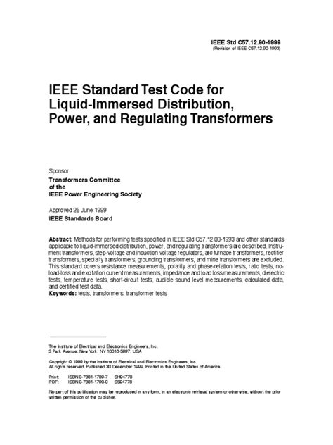 Extract Of Ieee Std C571290 1999 Ieee Standard Test Code For Liquid