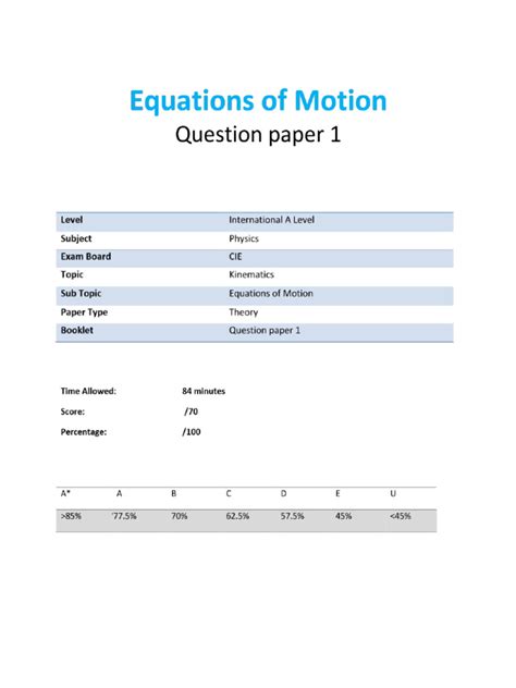 A Level Kinematics Pdf