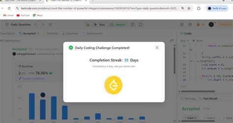 Leetcode Day35 Codingstreak Dsa Problemsolving Consistency Suhanjali Kumari