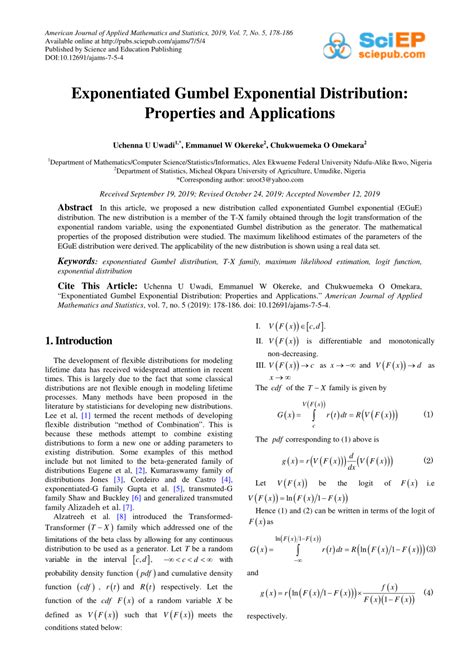 Pdf Exponentiated Gumbel Exponential Distribution Properties And