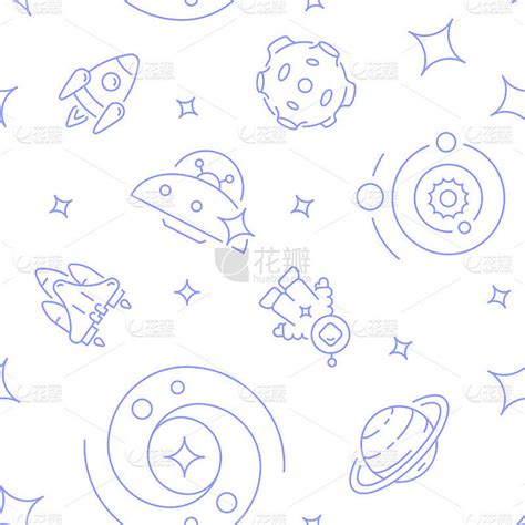 宇航员和航天器抽象无缝图案