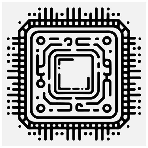 Micro Chip Line Icon Cpu Flat Design Stock Illustration Premium Ai Generated Vector