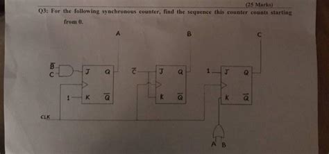 solved 25 marks q3 for the following synchronous counter