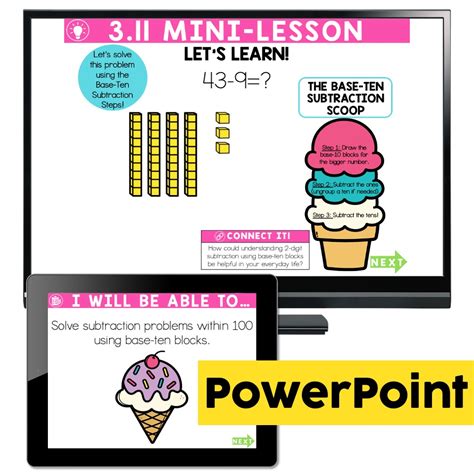 Lucky To Learn Math 2 Digit Subtraction With Base Ten Blocks Lesson 311 Teaching Slides