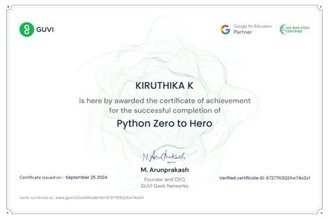 Kiruthika K On Linkedin Im Happy To Announce That Ive Earned My Second Certification Im Proud