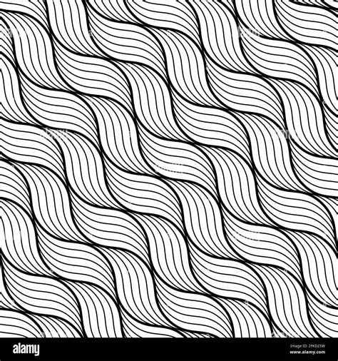 Geometric Wave Pattern Seamless Vector Background Black And White