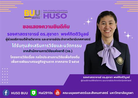 คณะมนุษยศาสตร์แและสังคมศาสตร์ มหาวิทยาลัยบูรพา ขอแสดงความยินดีกับอาจารย์ประจำคณะมนุษยศาสตร์และ
