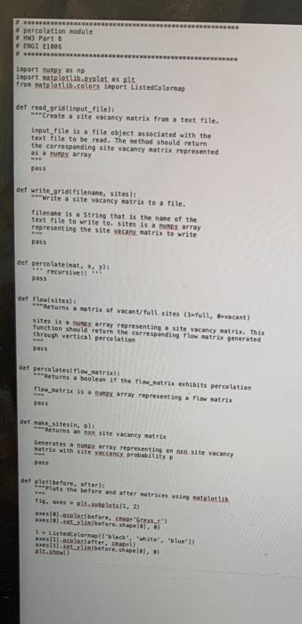 Part B Q1 Percolation Theory Write A Percolation