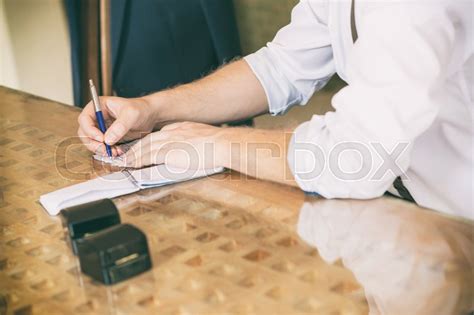 Groom Writing Speech Stock Image Colourbox