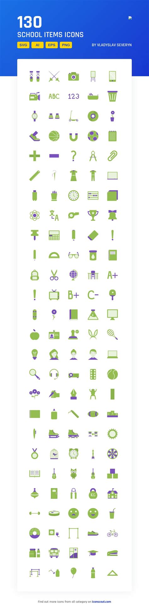 School Items Icon Pack 130 Free Download School And Education Icons
