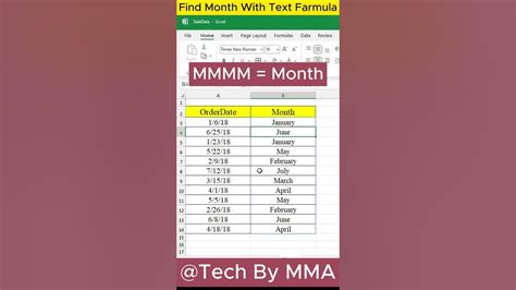 How To Find Month With Text Formula In Ms Excel Convert Month To Text Exceltips Excel