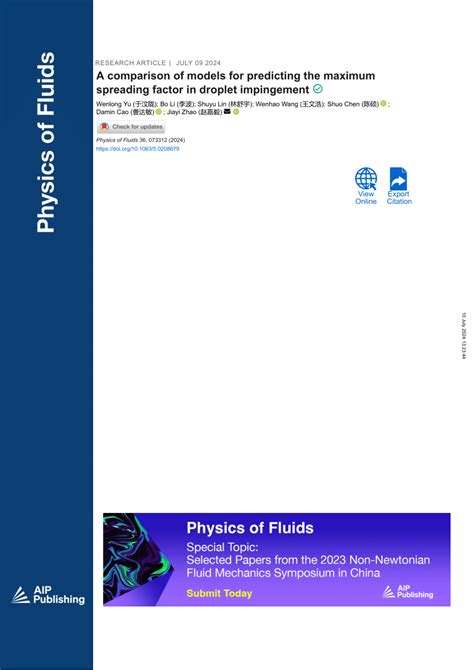 Pdf A Comparison Of Models For Predicting The Maximum Spreading