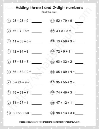 Adding And Digit Numbers Mentally Addends Exercise Your Home Teacher