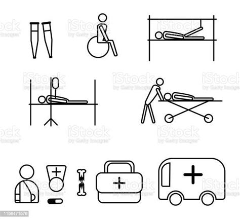의료 테마에 아이콘의 집합입니다 외상학 벡터 일러스트레이션 Crash Site에 대한 스톡 벡터 아트 및 기타 이미지 Crash Site 개성 개념 개체 그룹