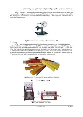 Determining Loss Of Liquid From Different Types Of Mud By Various Addictives For Cost Effective