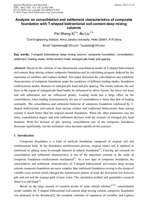 Analysis On Consolidation And Settlement Characteristics Of Composite Foundation With T Shaped
