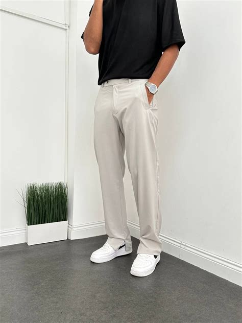 شلوار پارچه ای طوسی نیم بگ برند We11 کد 100664 Harven Wear