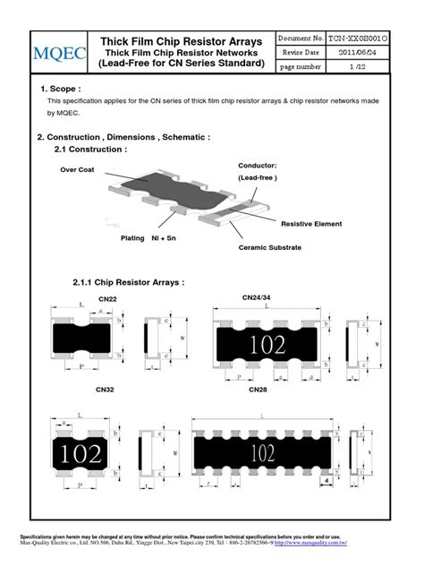 5 Thick Film Array Chip Resistors Pdf Resistor Electrical