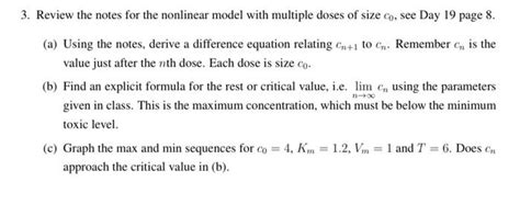 Solved 3 Review The Notes For The Nonlinear Model With Chegg Com