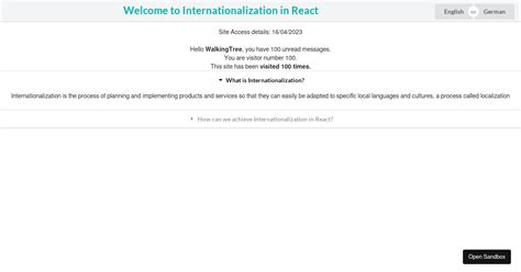 React I18next Example Codesandbox