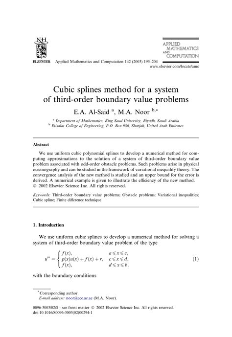 Pdf Cubic Splines Method For A System Of Third Order Boundary Value
