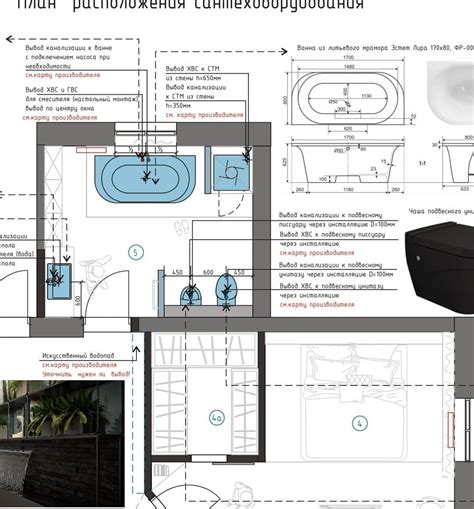Рабочие чертежи в Coreldraw План сантехнического оборудования с привязками плансантехники