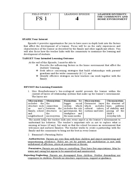 Fs 1 Learning Episode 4 Pdf Learning Teachers