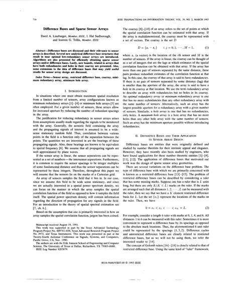 pdf difference bases and sparse sensor arrays