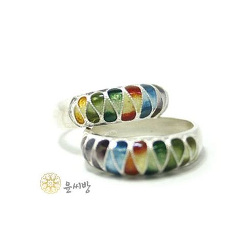 [윤씨방] 은칠보 색동문양 쌍가락지 보석 반지 쥬얼리 반지