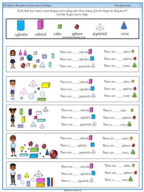 Year 1 Free Geometry Resources Recognise And Name Common 3d Shapes 2 Master The Curriculum