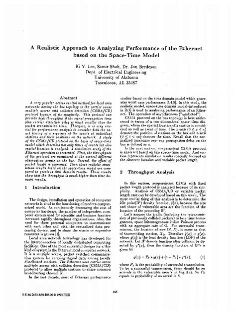 A Realistic Approach To Analyzing Performance Of The Ethernet Based On