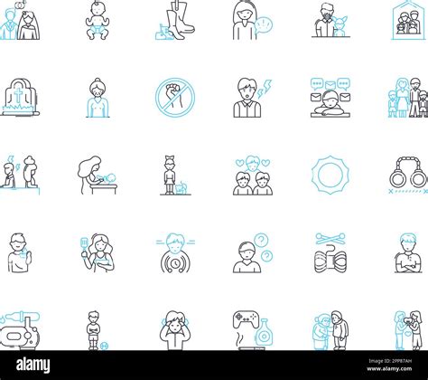 Mental Work Linear Icons Set Concentration Cognition Analysis